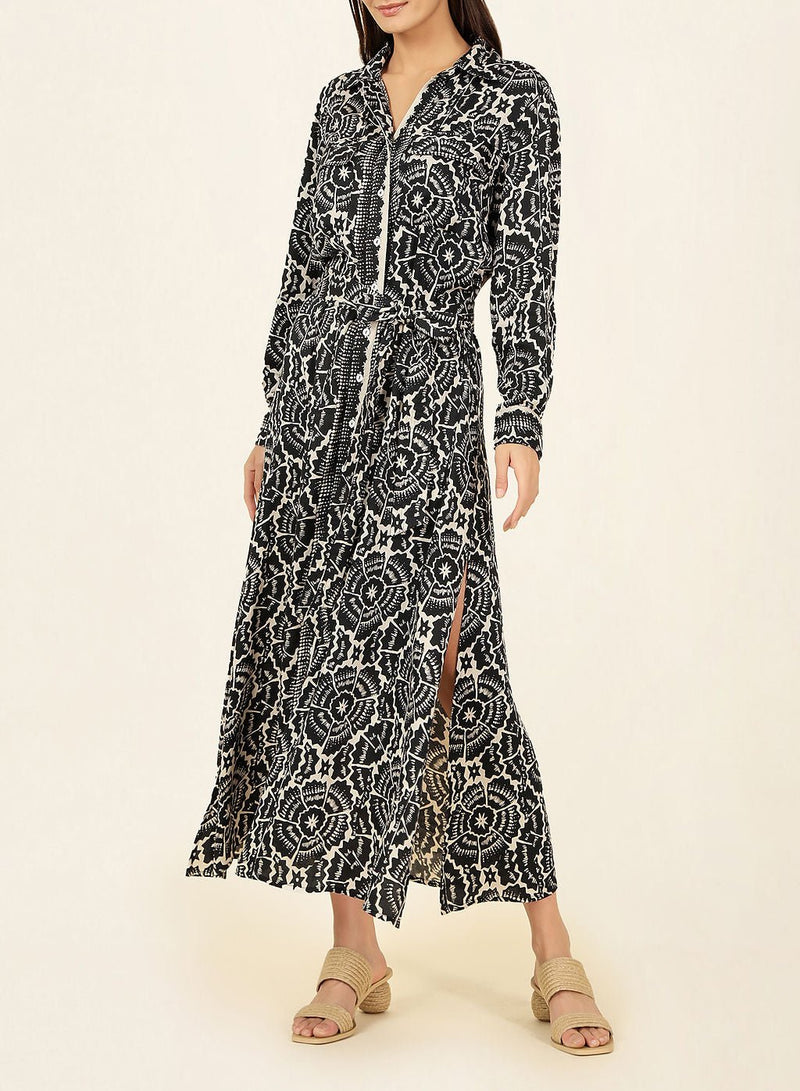 Palma Maxi | Carmen Graphite Print Maxi Dress | Omika